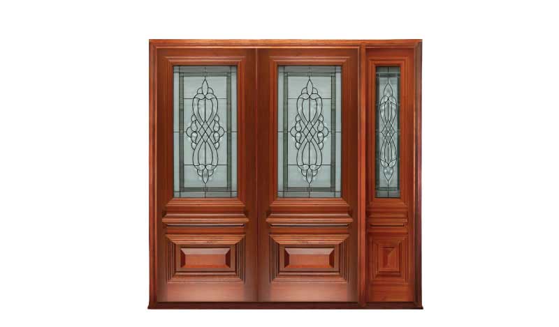 sovereign leadlight: double door + sidelight on right